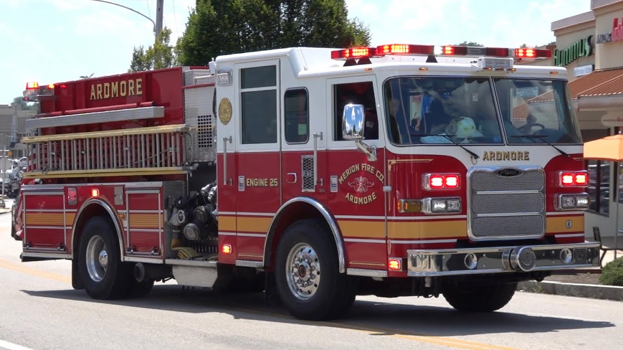 Merion Fire Company of Ardmore Engine 25 Responding - YouTube