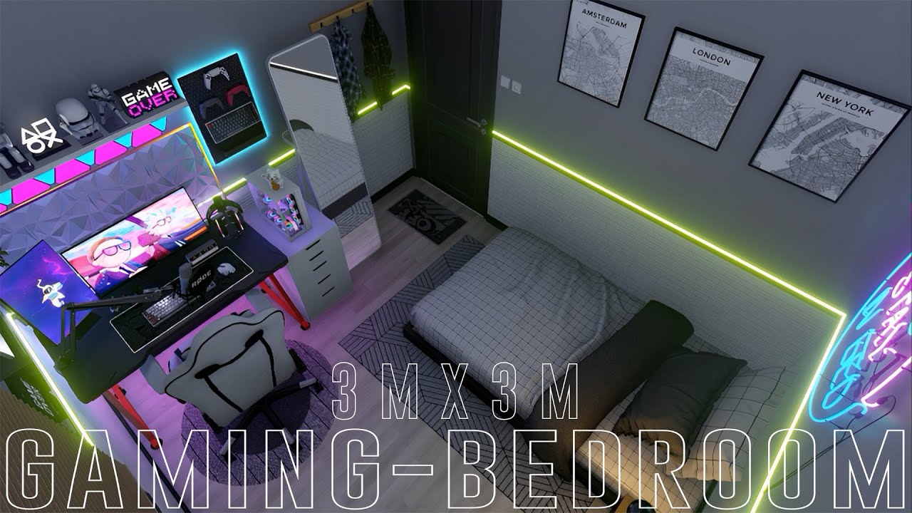 Desain kamar gaming minimalis 3x3 meter / Gyzenn Gaming Room - YouTube