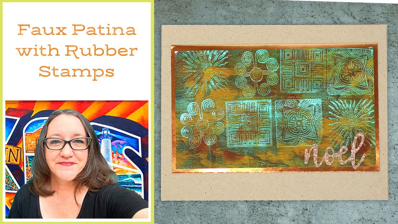Faux Patina With Rubber Stamps - YouTube
