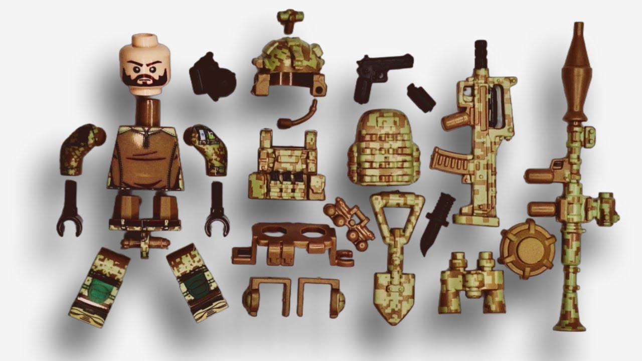 LEGO CITY ARMY MERCENARY MINIFIGURE, FULL GEAR AND GUNS. UNOFFICIAL ...