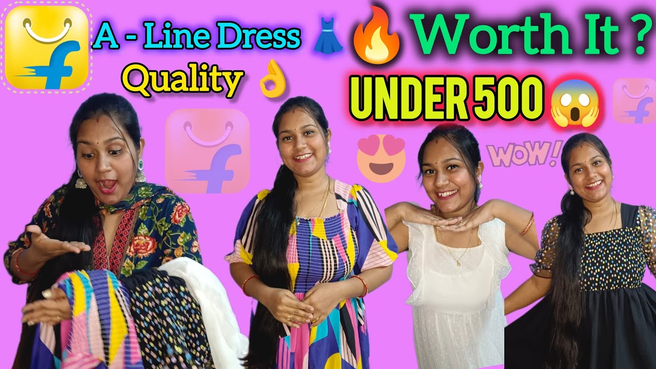 Flipkart A-Line Dress Try-On Haul👗| Fit, Fabric & Quality Review😍 ...