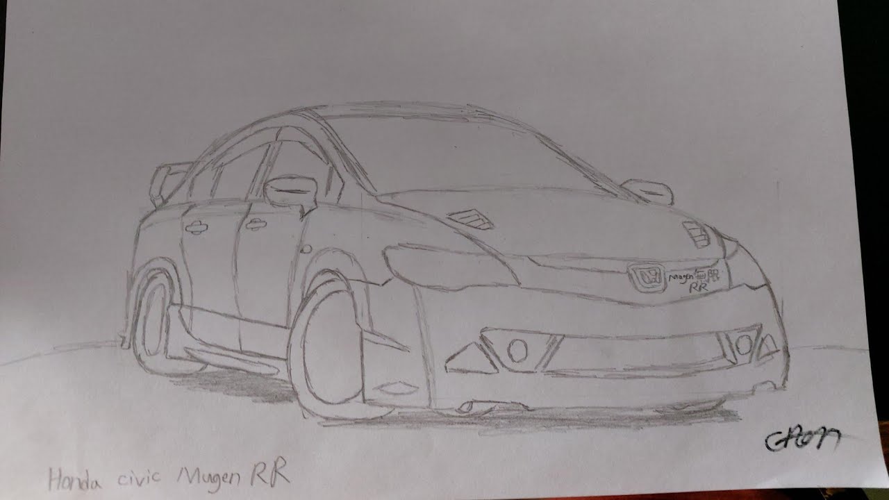 Drawing Honda Civic fd2 mugen RR - YouTube