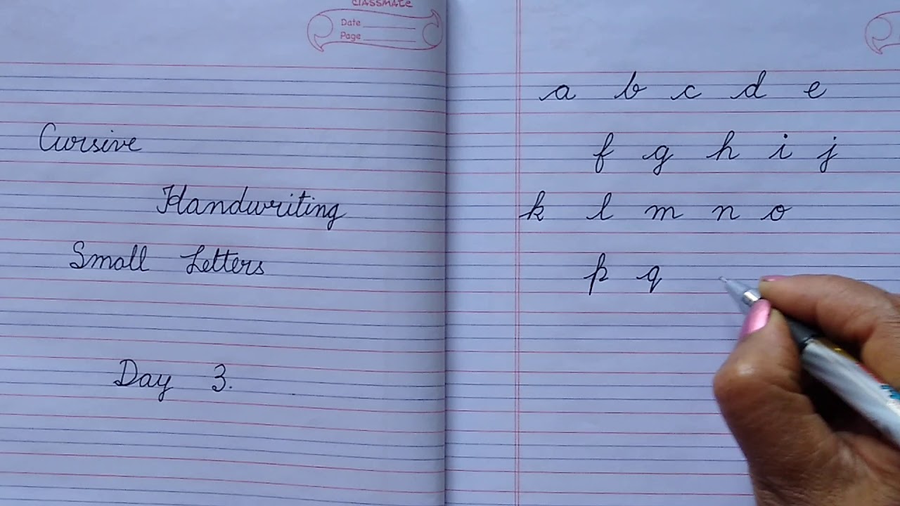 Cursive handwriting practice, Small letters - YouTube