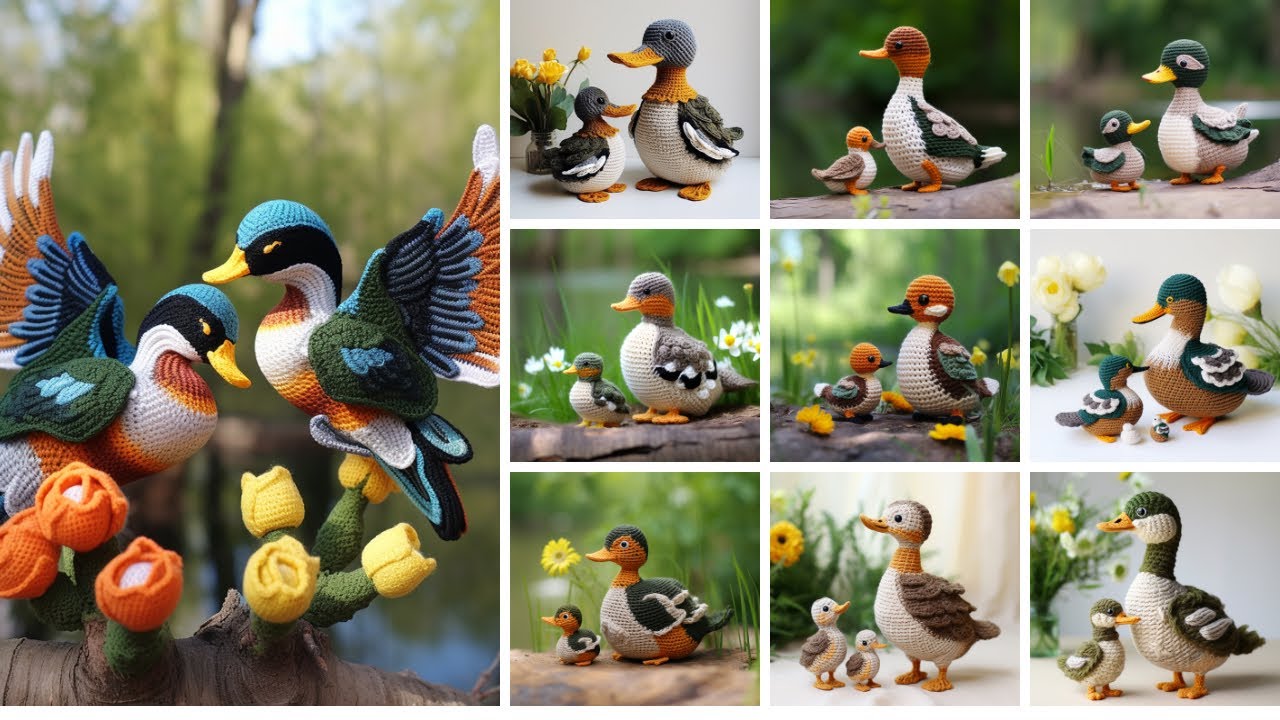 CROCHET CUTE WOOD DUCK 🦆 AND DUCKLING 🐥 CROCHET KNITTING WOOL MADE AI ...