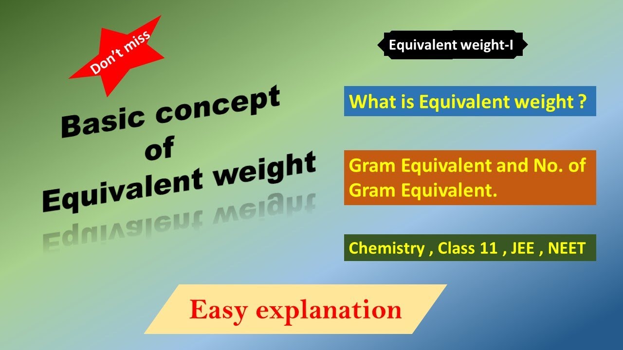 What is Equivalent Weight , Gram equivalent ? #Basic Concept ...
