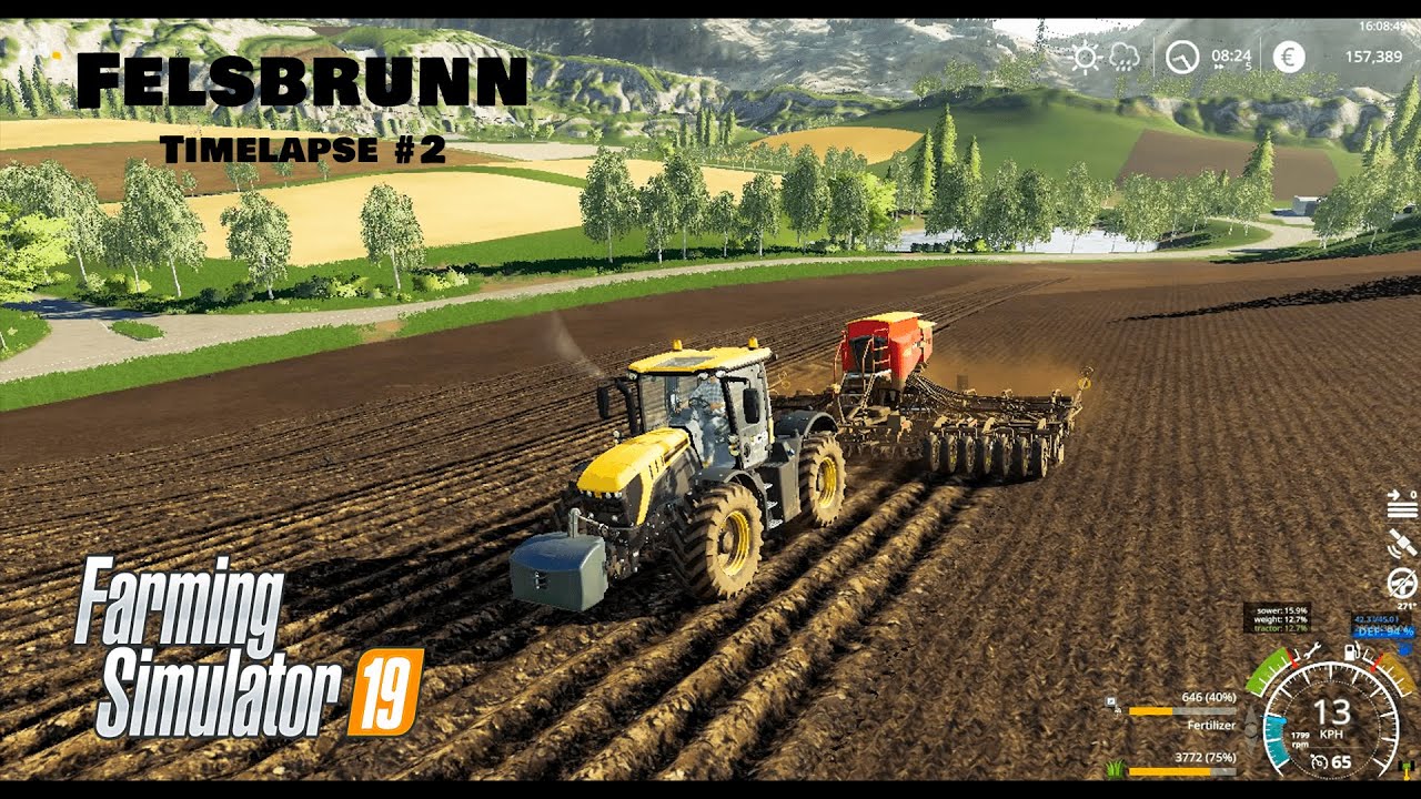 Sowing grass, doing contract work, spreading lime | Felsbrunn | FS19 ...