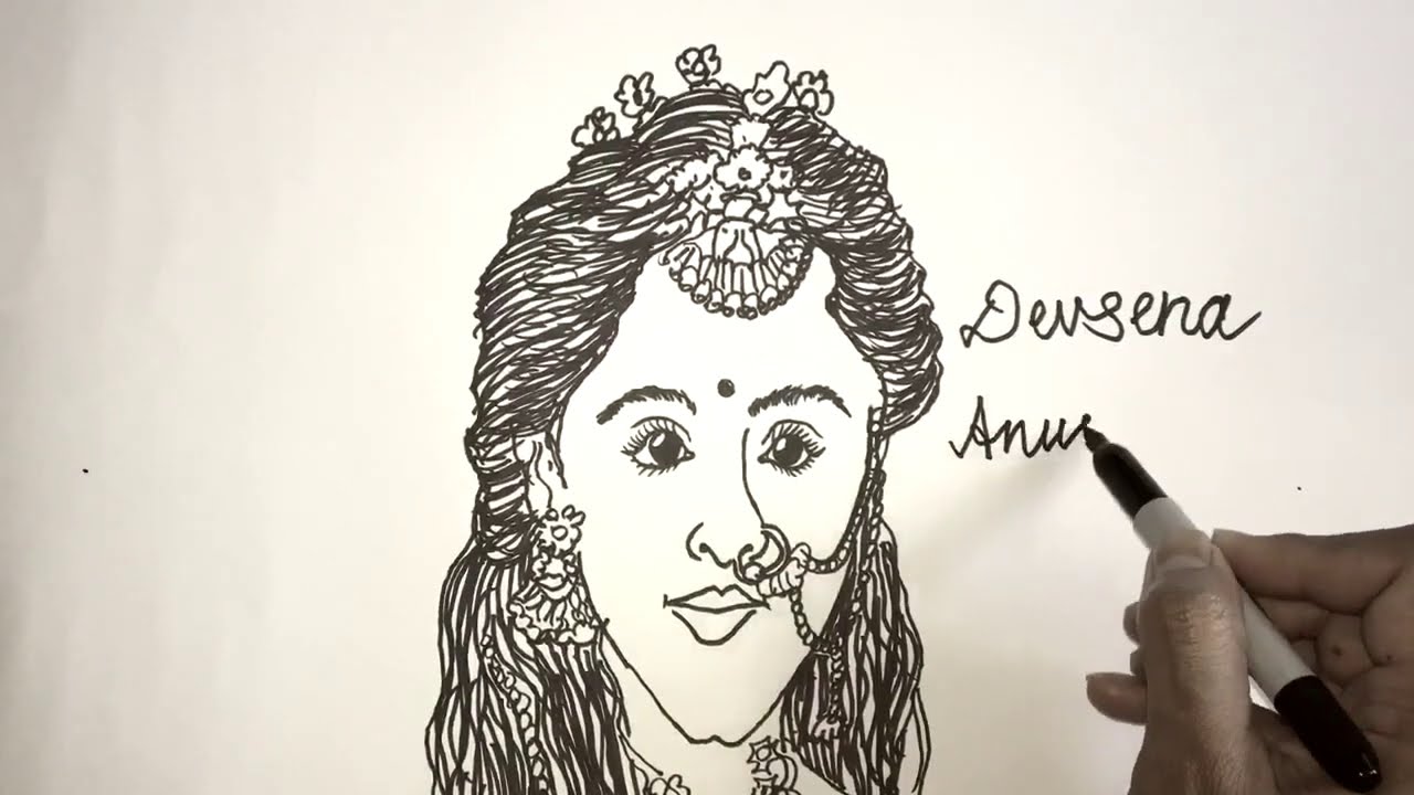 How to draw Devsena Anushka Shetty from Bahubali drawing step by step ...