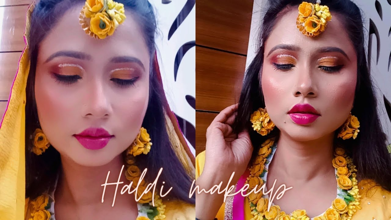Haldi makeup look || how to do haldi makeup at home || basic to advance ...
