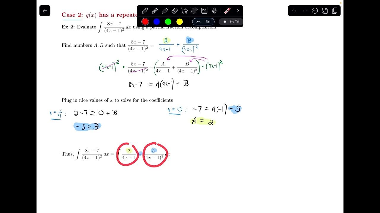 8.5.2 Partial Fractions Repeated Degree 1 Term || Partial Fractions - YouTube