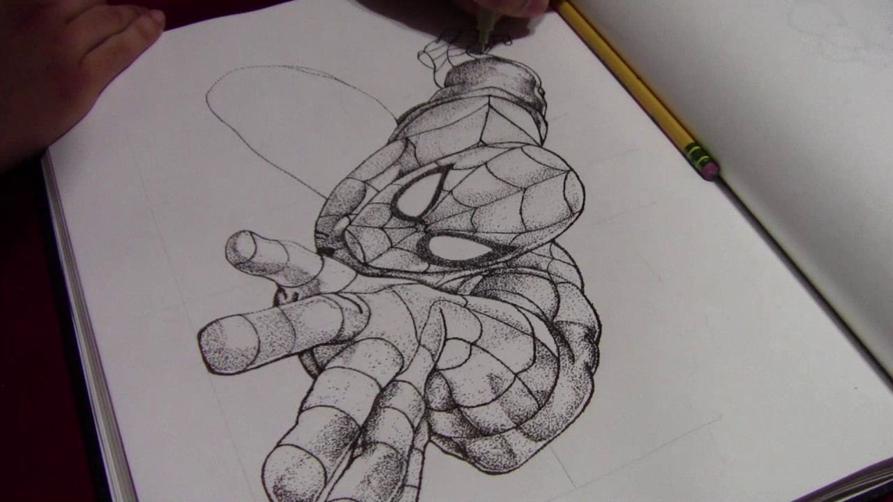 Easy Stippling Art - Spiderman Timelapse - YouTube