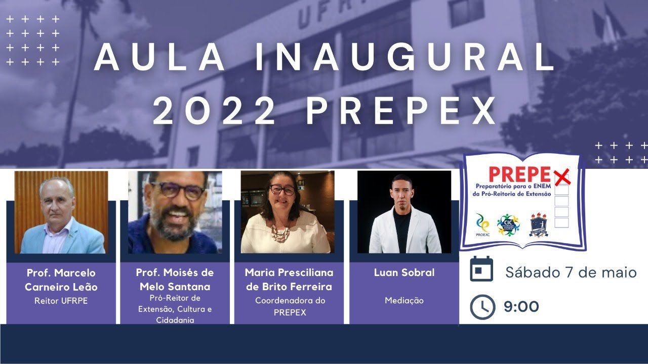 Aula Inaugural do PREPEX 2022 - YouTube
