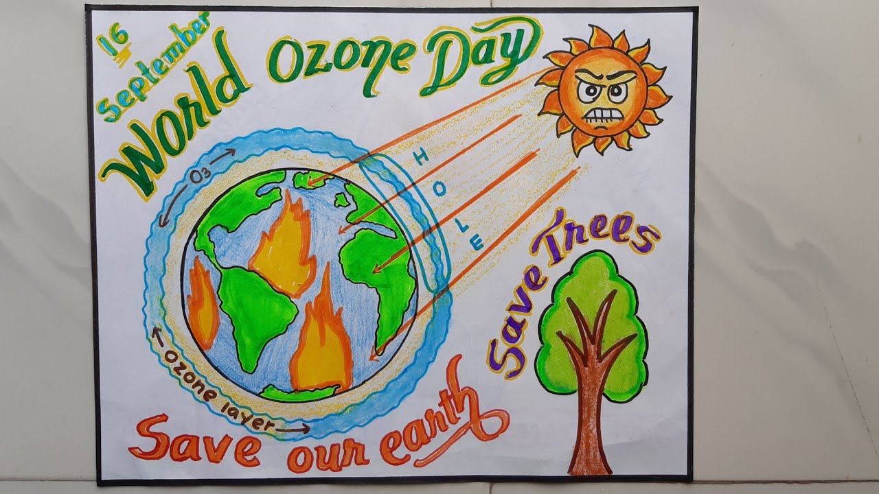 Ozone Day Drawing Easy Steps || Ozone Day Poster Drawing ||How to Draw ...
