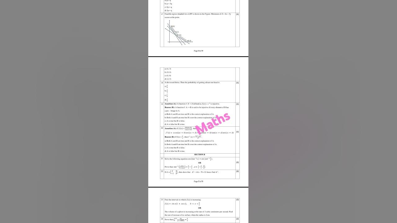 Maths CBSE Pre Board Paper|#sahodaya school complex set -1 #12thmaths#xii #mathpapers# ...