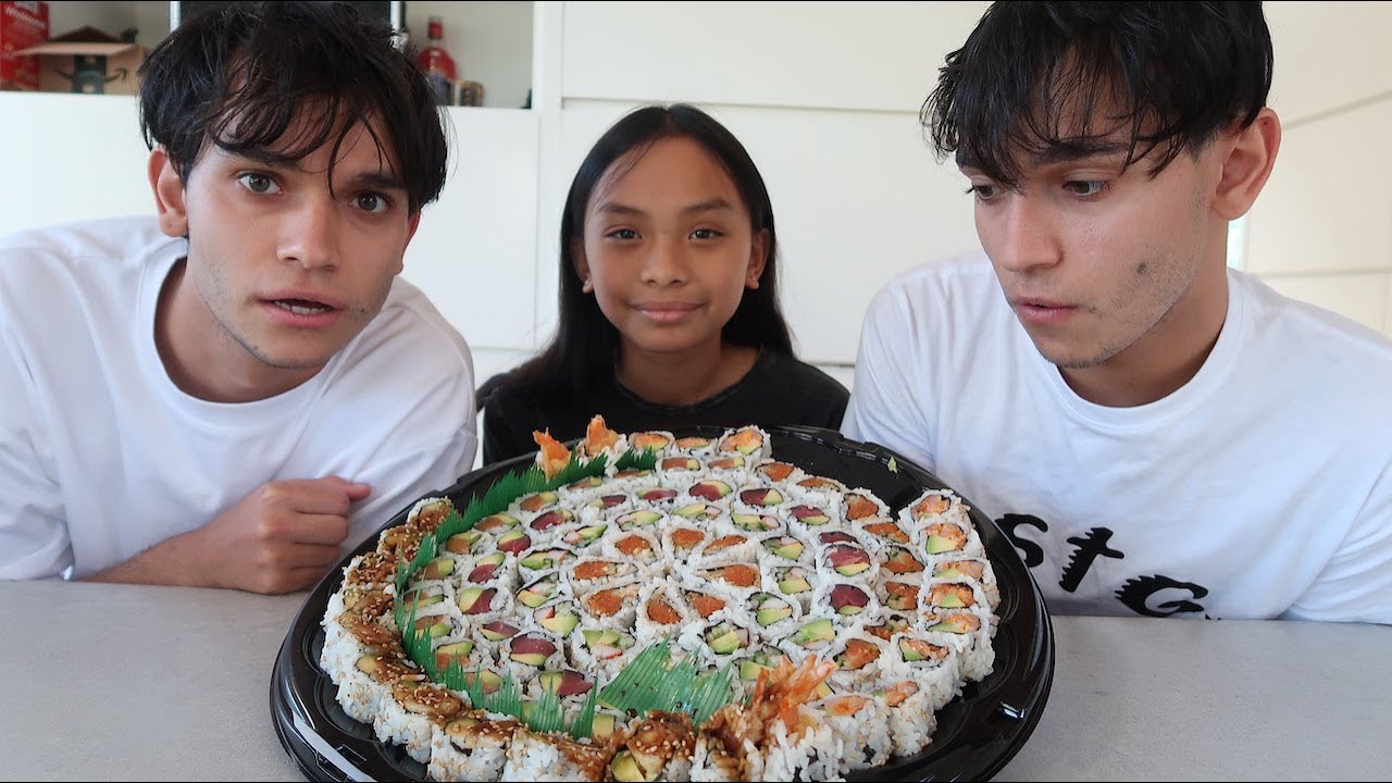 SUSHI EATING CONTEST WITH MARCUS, LUCAS, & STEVE!! - YouTube
