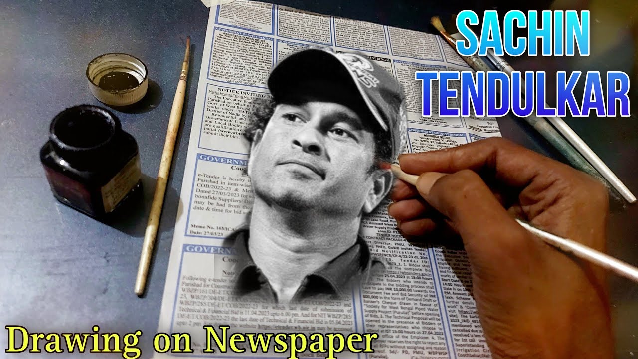 Sachin Tendulkar / Drawing on Newspaper / Sachin Tendulkar Drawing on ...