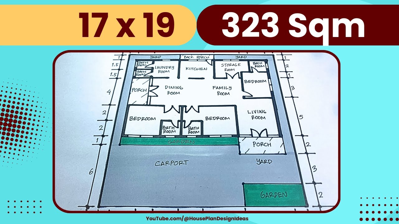 323 square meter House Plan Design 17x19 meters 3 Bedroom - YouTube