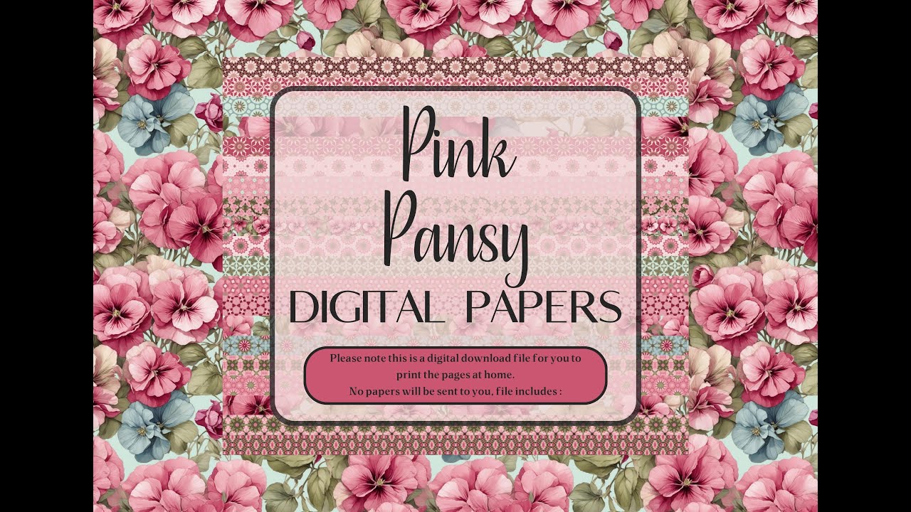 Pink Pansy Digital Papers for Junk Journaling and Scrapbooking - YouTube