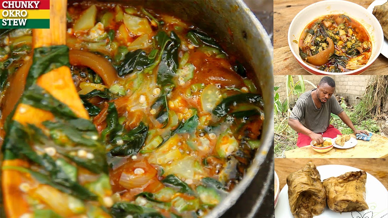 Delicious Ghanaian Chunky Okro Stew With Fante Kenkey - YouTube