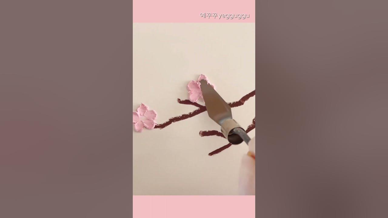 오일파스텔 나이프화 벚꽃그리기 Drawing Cherry Blossoms With Oil Pastel Shorts Youtube