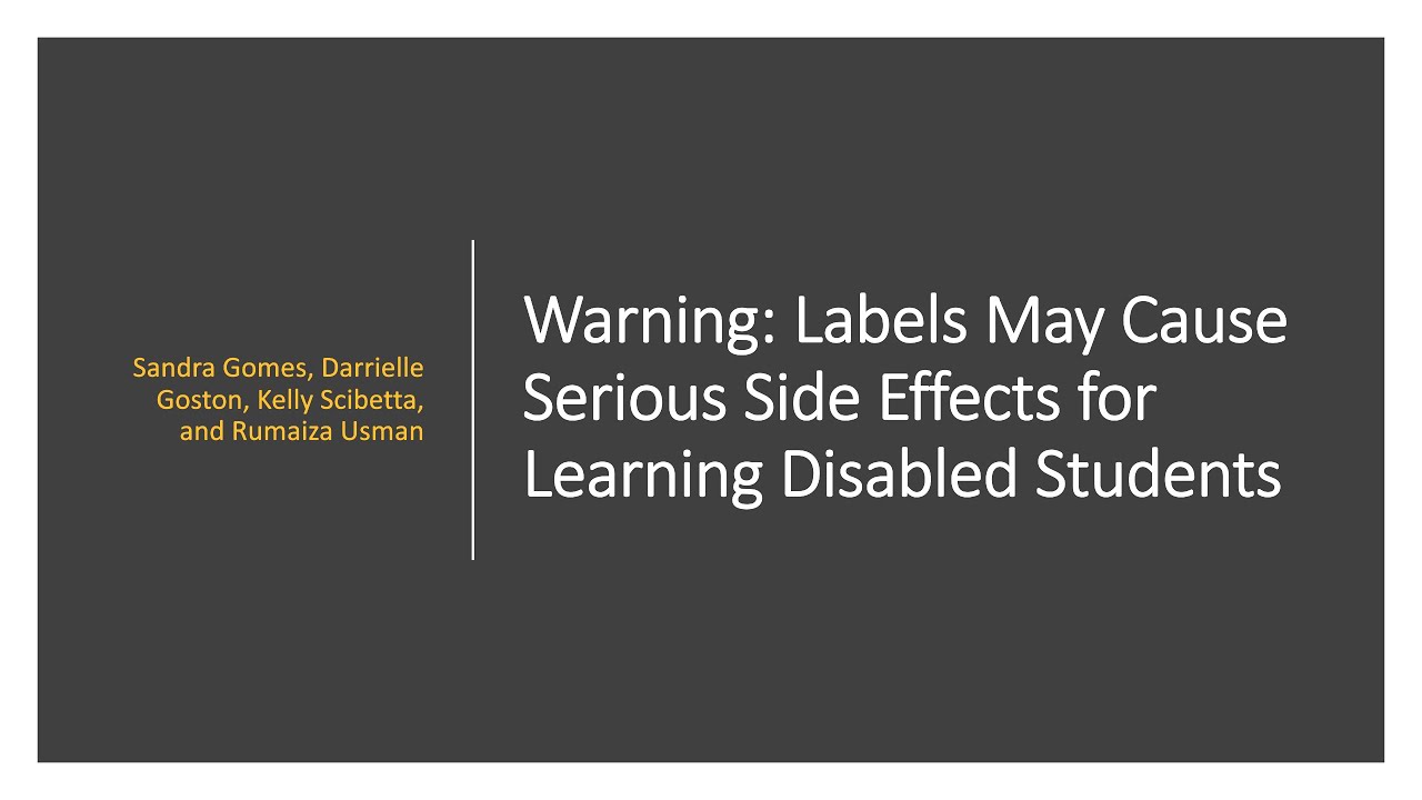 Warning: Labels May Cause Serious Side Effects for Learning Disabled ...