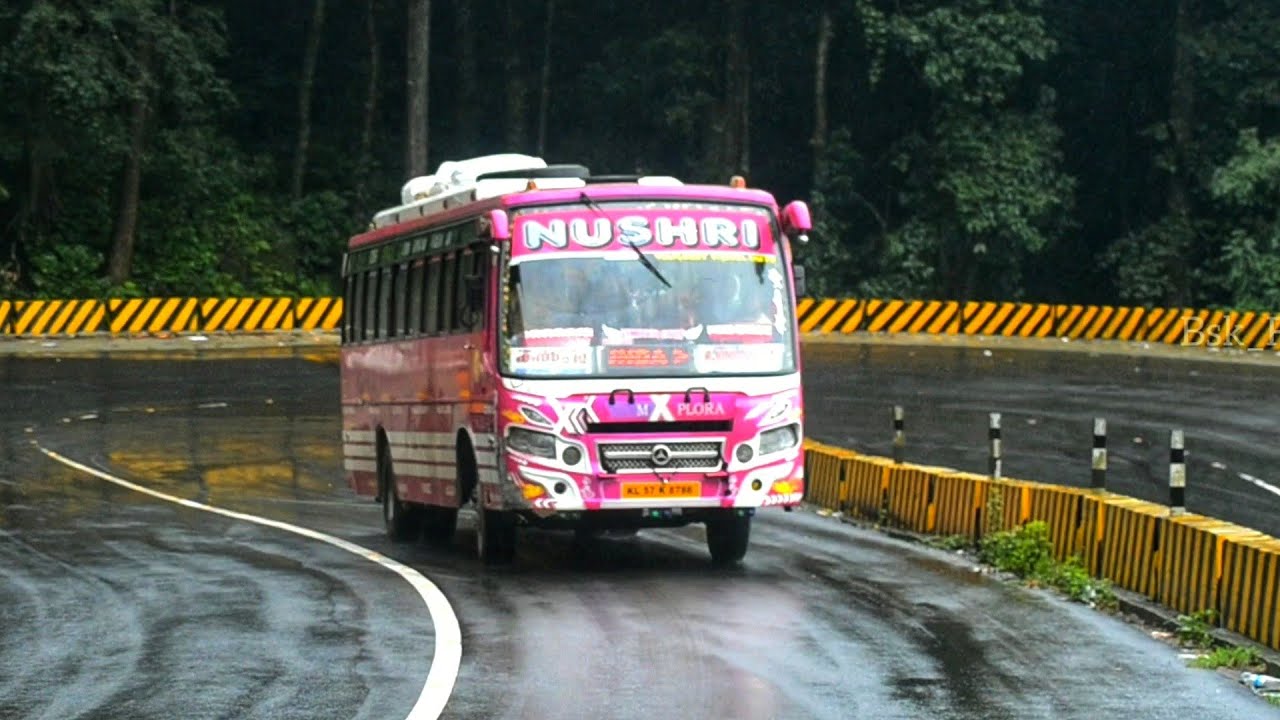 KERALA PRIVATE BUS MASS ENTRY | THAMARASSERI CHURAM|WAYANAD| KOZHIKODE ...