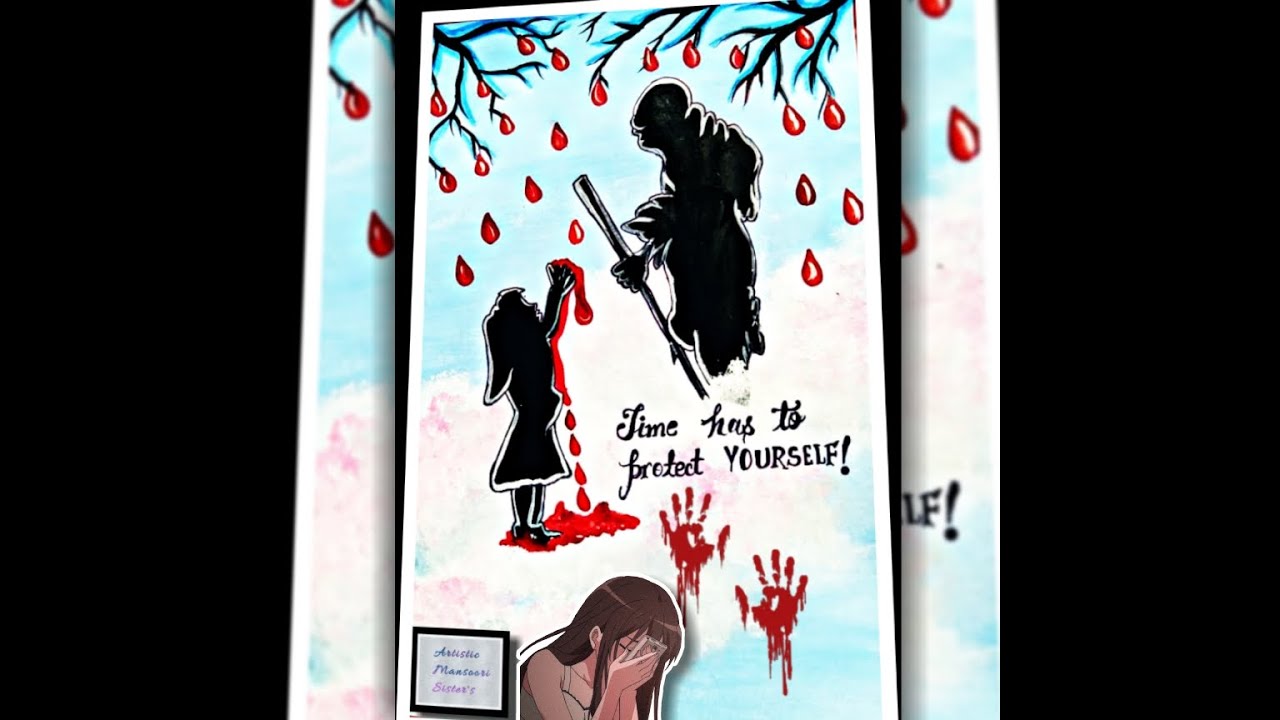 Save girl child/How to draw and paint poster on "STOP VIOLENCE AGAINST ...