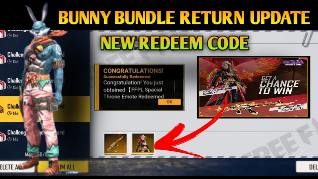 Free Fire Bunny Warrior Bundle Returned || Free Legendary Bundle And ...
