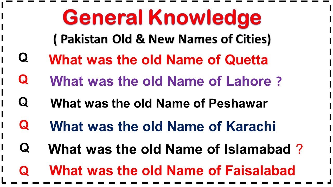 List of Old and New names of Cities of Pakistan | General Knowledge ...