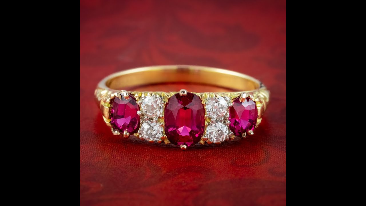 Antique Victorian Ruby Diamond Ring 1.1ct Ruby - YouTube