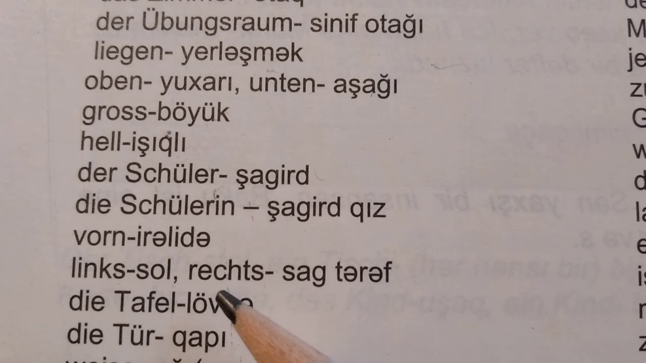 Almanca Azərbaycanca lüğət yeni sözlər - YouTube