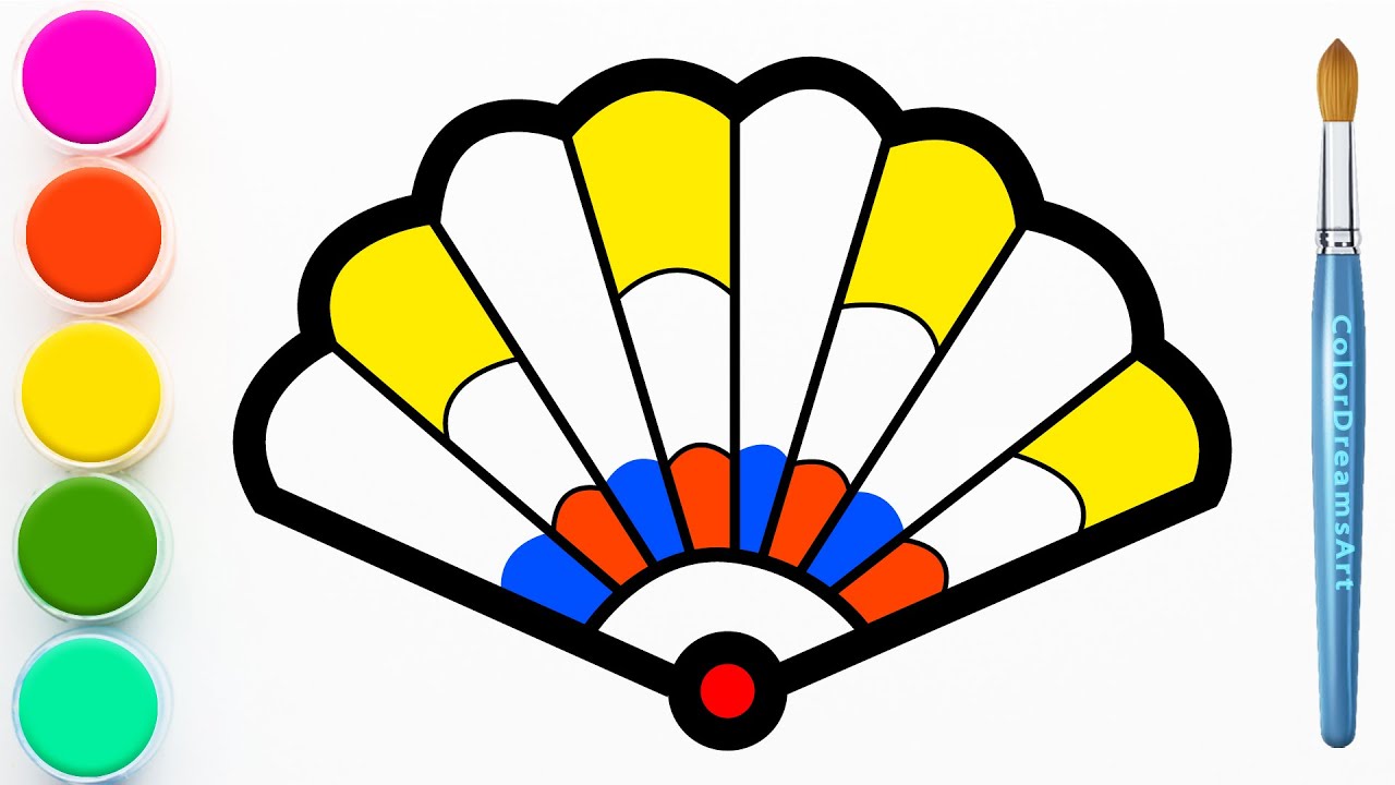 How to Draw a Colorful Fan | Step by Step - YouTube