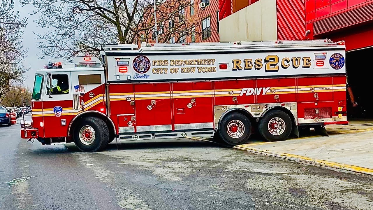 BRAND NEW 2020 FDNY RESCUE 2 RESPONDING FROM QUARTERS ON STERLING PLACE ...