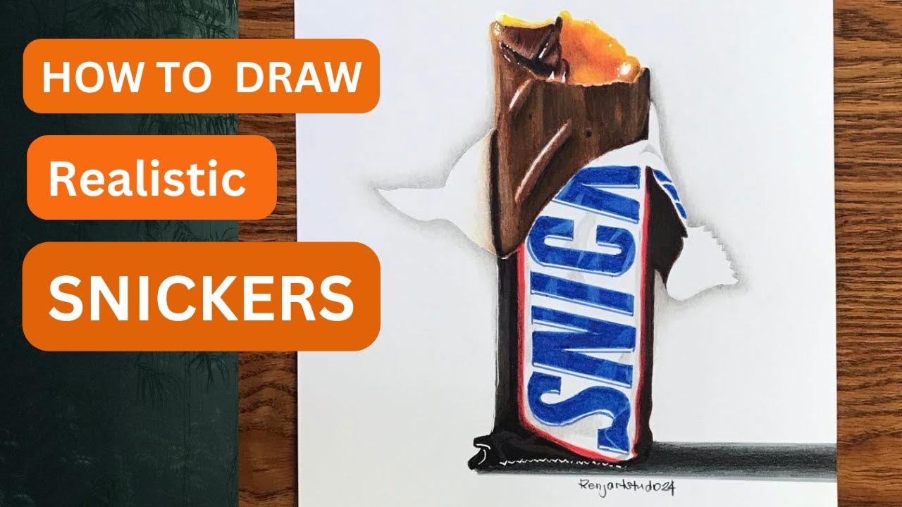 How to Draw Snickers | Drawing Realistic Snickers | Snickers bar #art # ...