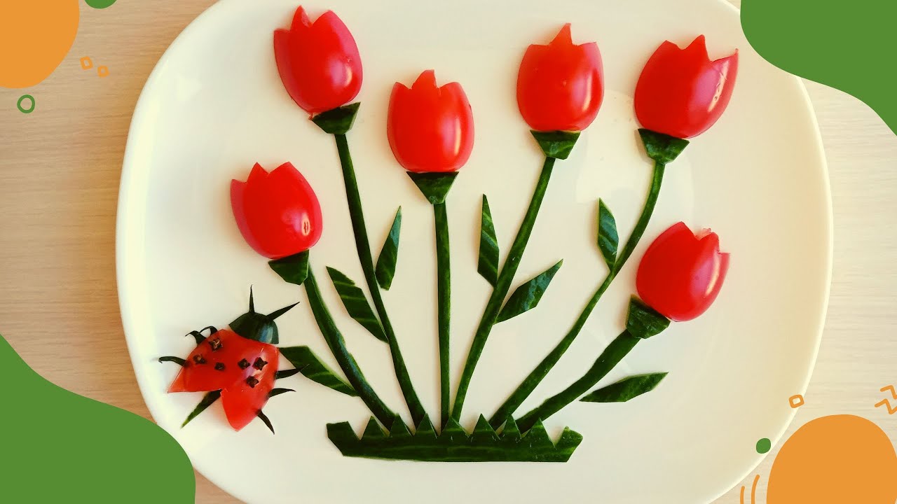 Tomato and Cucumber Plate Decoration\ Beautiful Salad Decoration Ideas ...