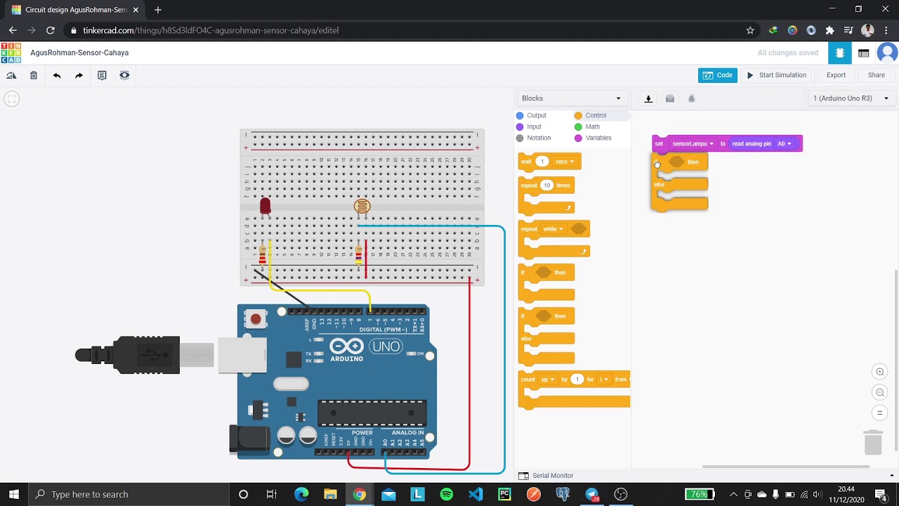 Membuat Sensor Cahaya dengan Tinkercad - YouTube