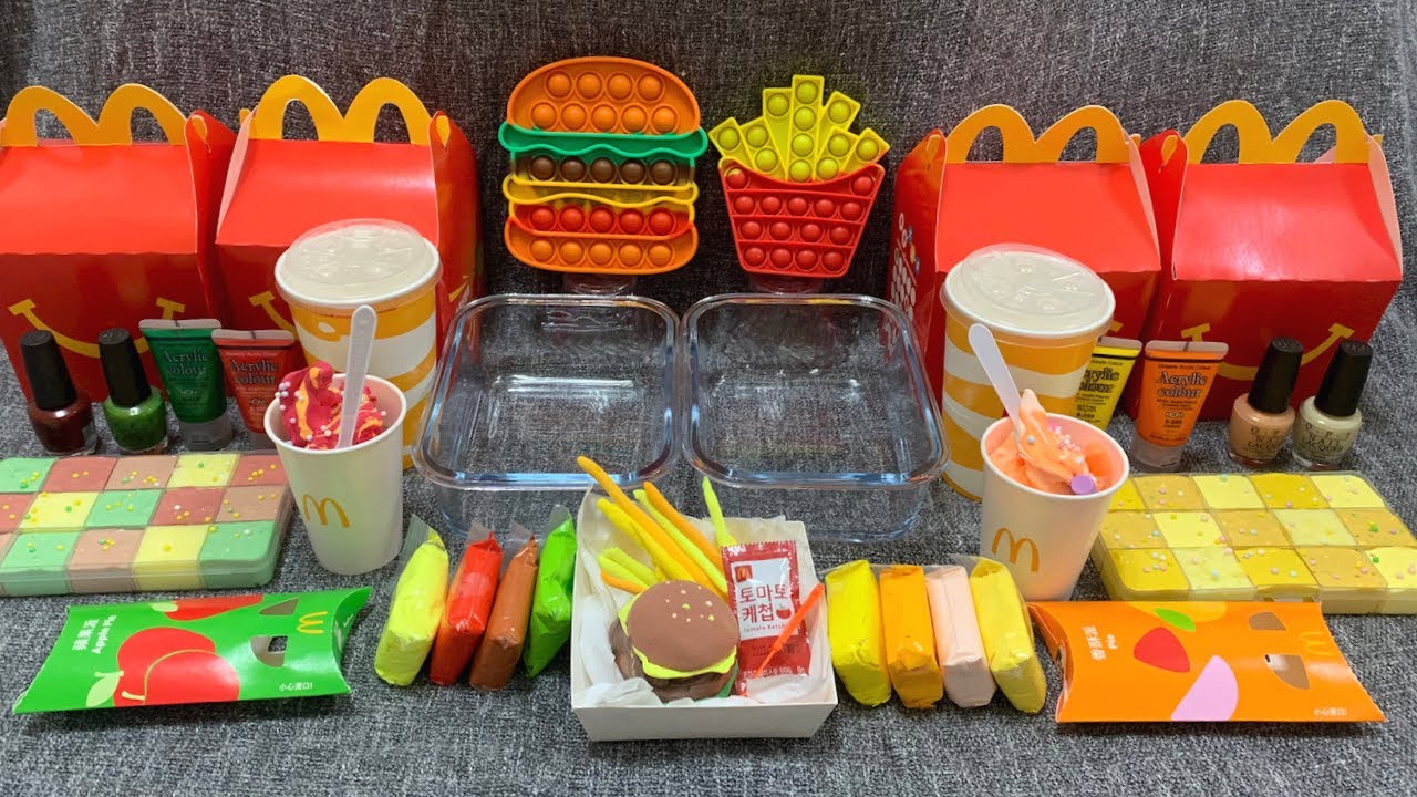 Making Slime With 「Hamburger vs. fries」！Most Satisfying Slime Video ️ ...