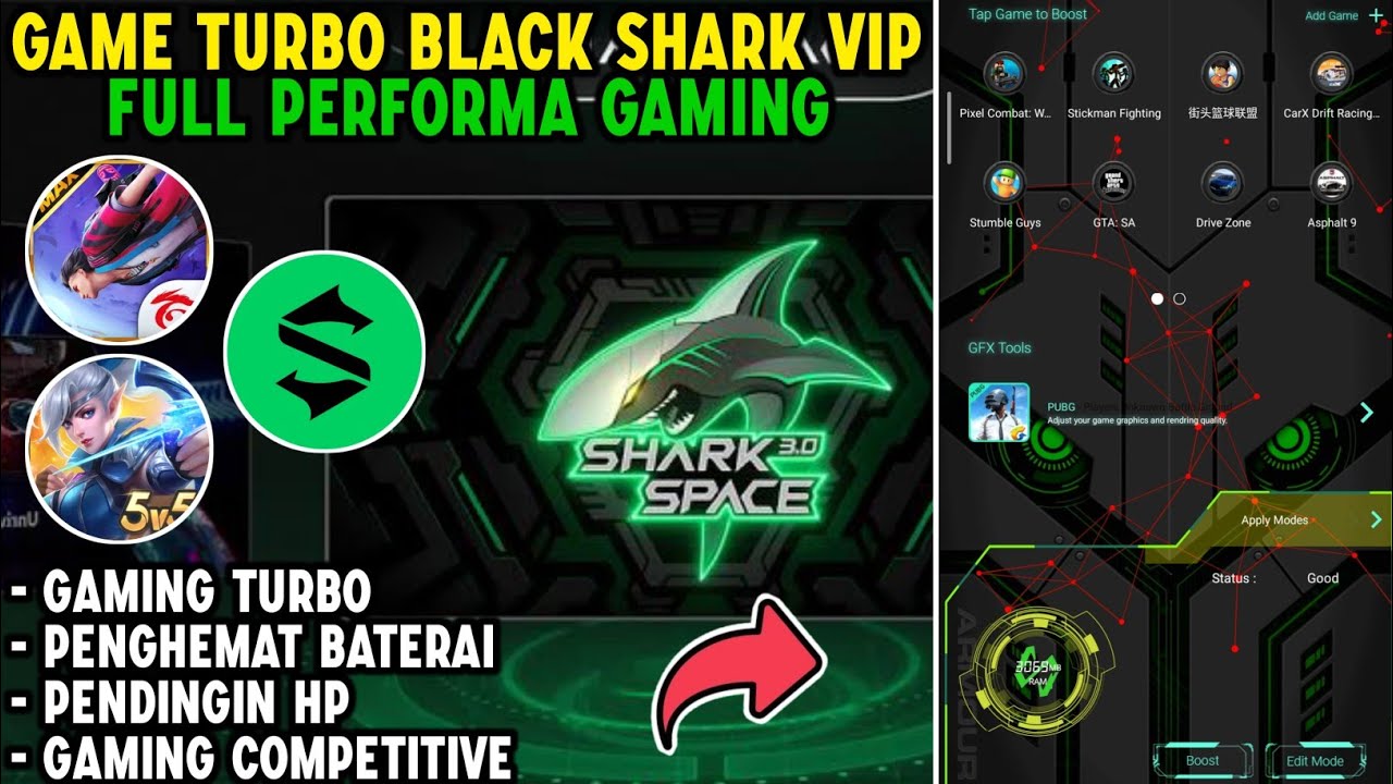 PERFORMA GAMING GAME TURBO BLACK SHARK VIP MASTER 2 - GAME BOOSTER BLACK SHARK ALL DEVICE! 100% ...