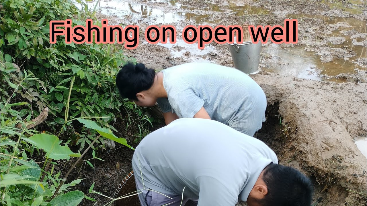 Rural life fishing on open well II paddy field - YouTube
