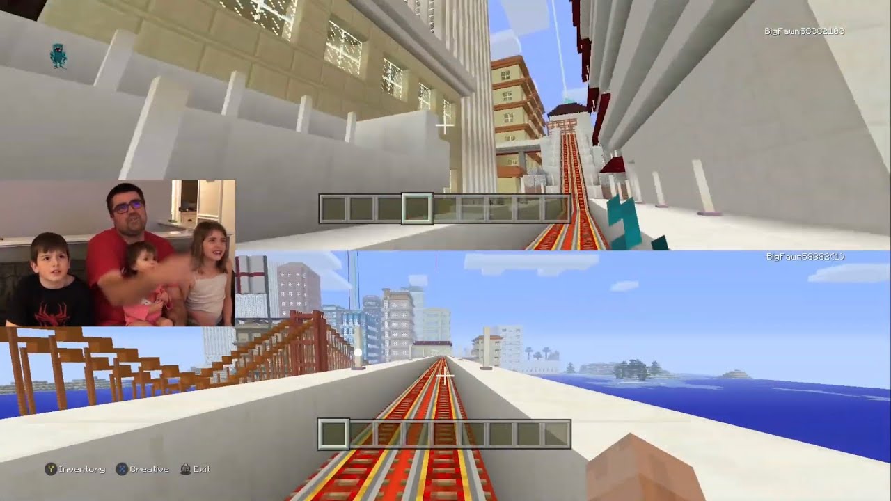 Minecraft City Monorail Ride Touring City - YouTube