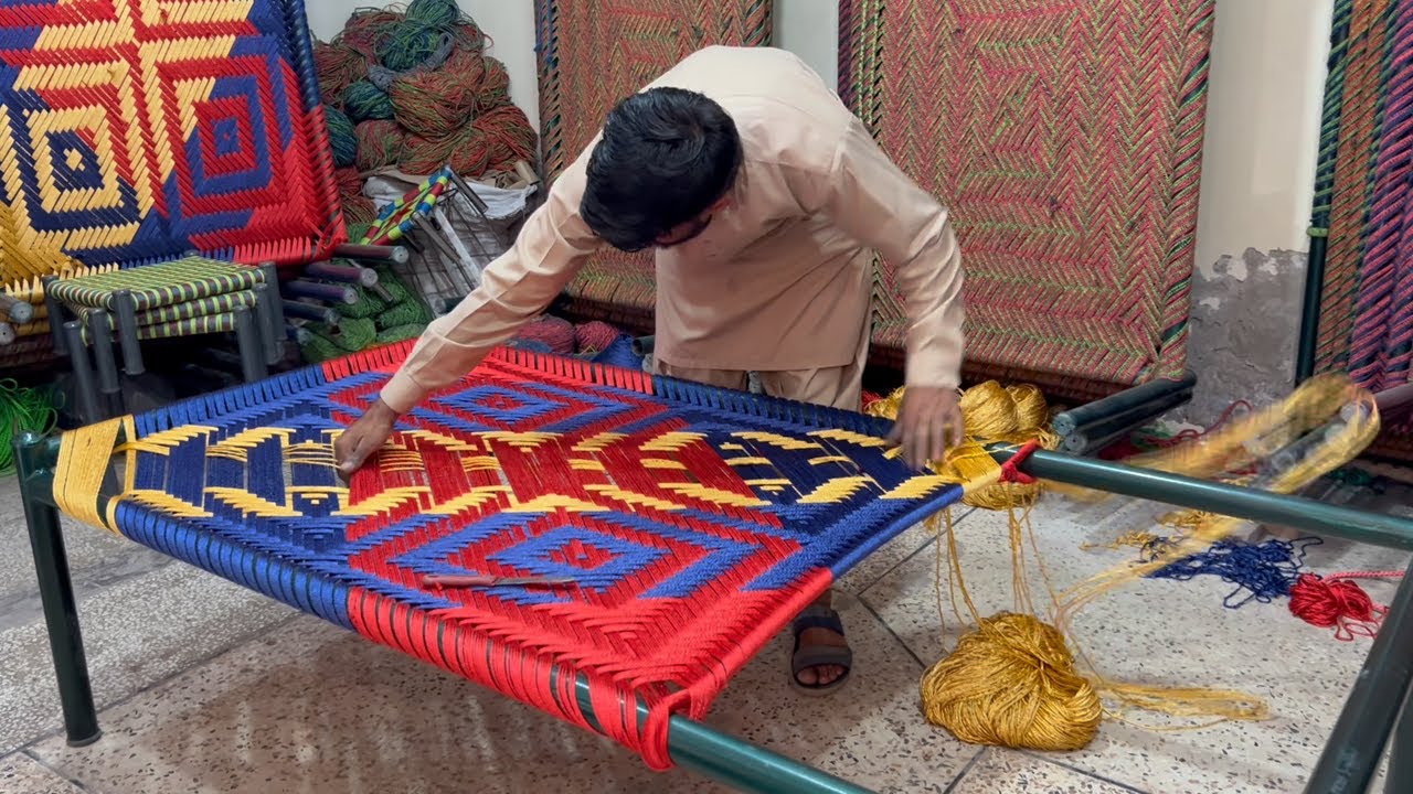 Rope Bed ! Rope bed weaving ! How to make cot rope Knitting ! Amazing ...