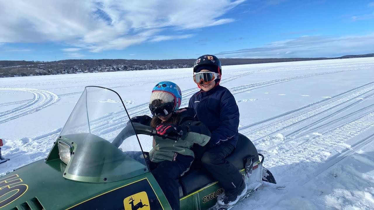 Driving and Snowmobiling on a Frozen Lake | Kids had Fun | Family Fun ...
