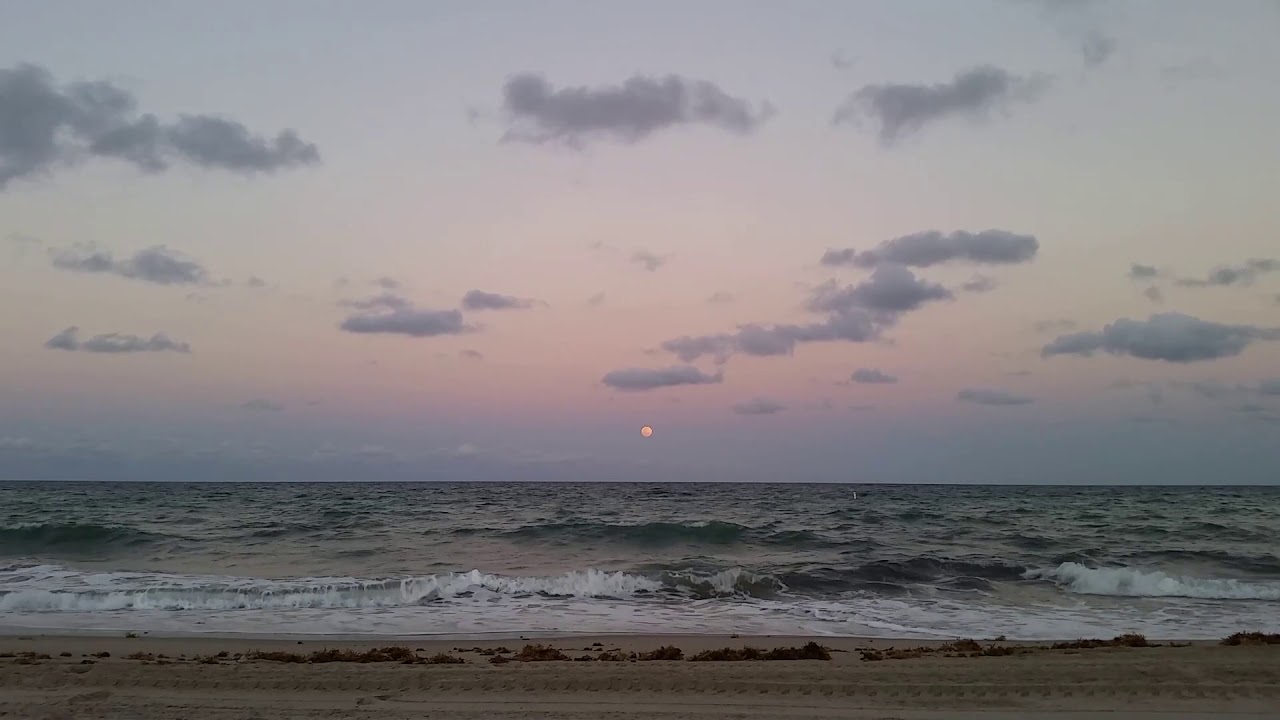 Pink Moon Rising from the beach - YouTube