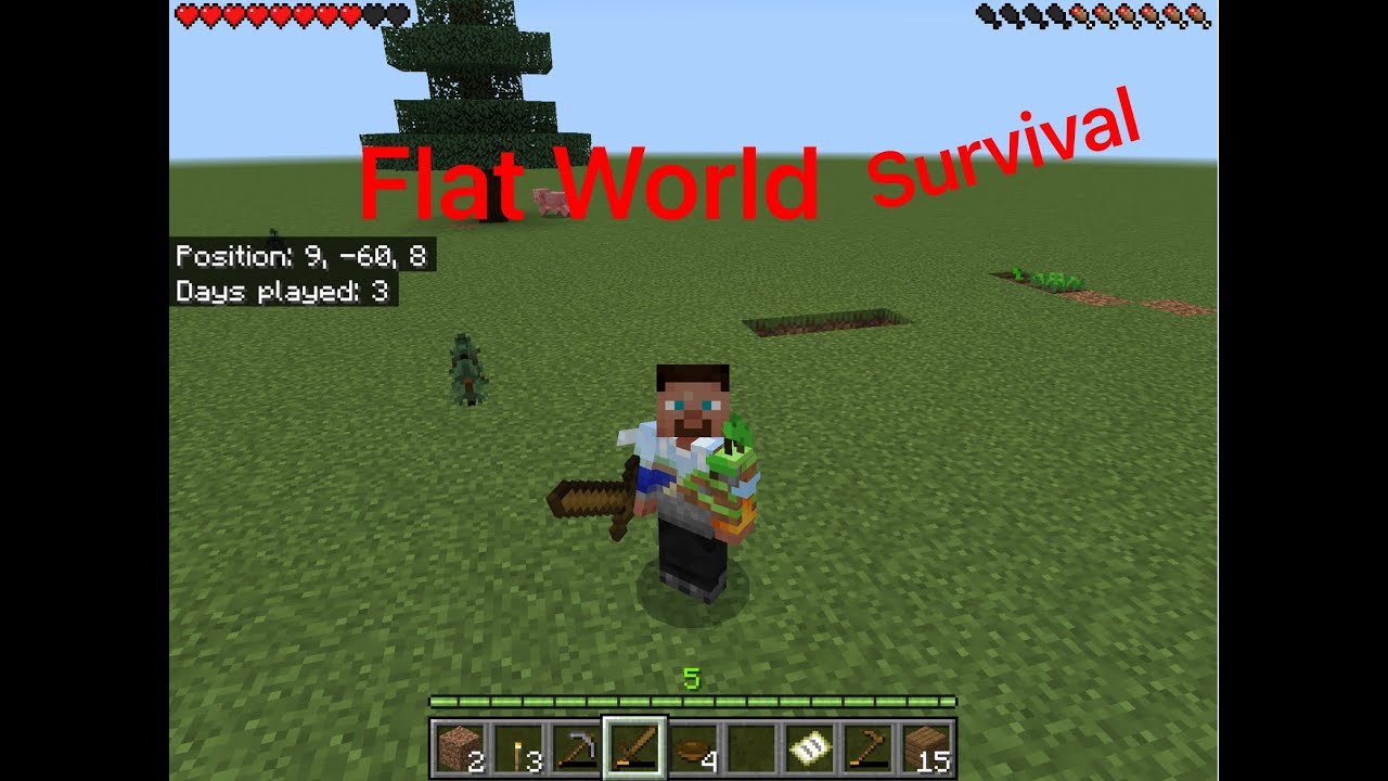 Minecraft flat world survival part 1 - YouTube