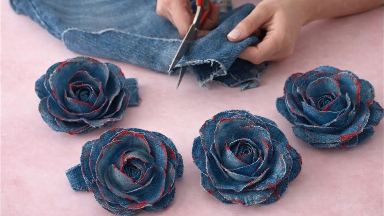 Denim Rose Made from Old Jeans | Creative Upcycling by Tel Land- - YouTube