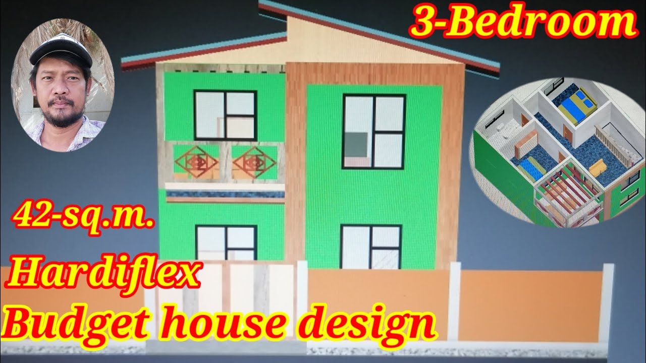 3D-two story hardiflex house design. 42-sq.m. and 3-bedroom. (my ...
