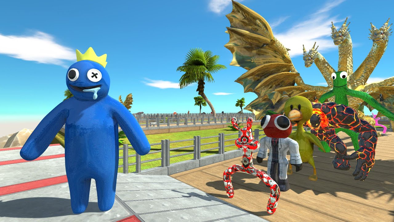 Rainbow Friends Blue OASIS DEATH RUN - Animal Revolt Battle Simulator ...