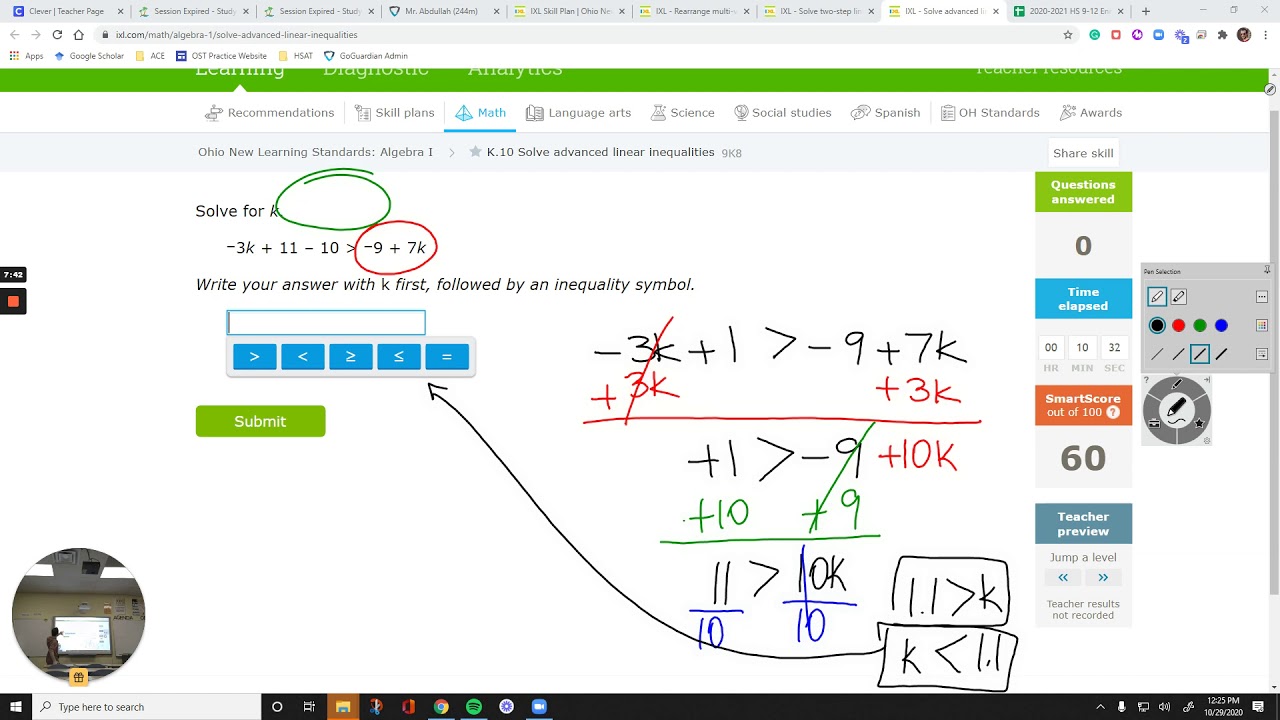 IXL Algebra 1 K.10 Solve advanced linear inequalities [9K8] - YouTube