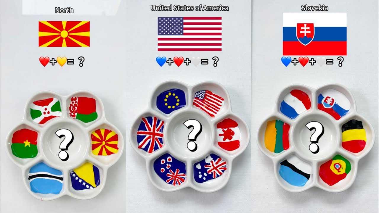 Guess The Final Color🎨Flags Collection 01｜MIxing Color｜Satisfying ｜Art ...