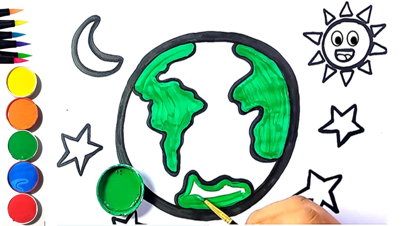 Dibujo Del Planeta Tierra Para Niños Niños Felices Alrededor Del