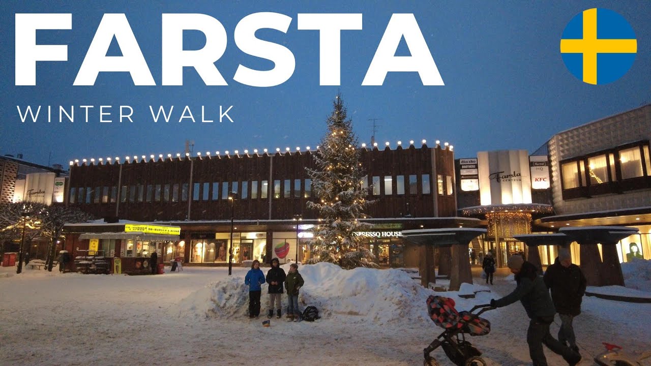 Walking in the snow - Stockholm 4K - Farsta Centrum (#640) - YouTube